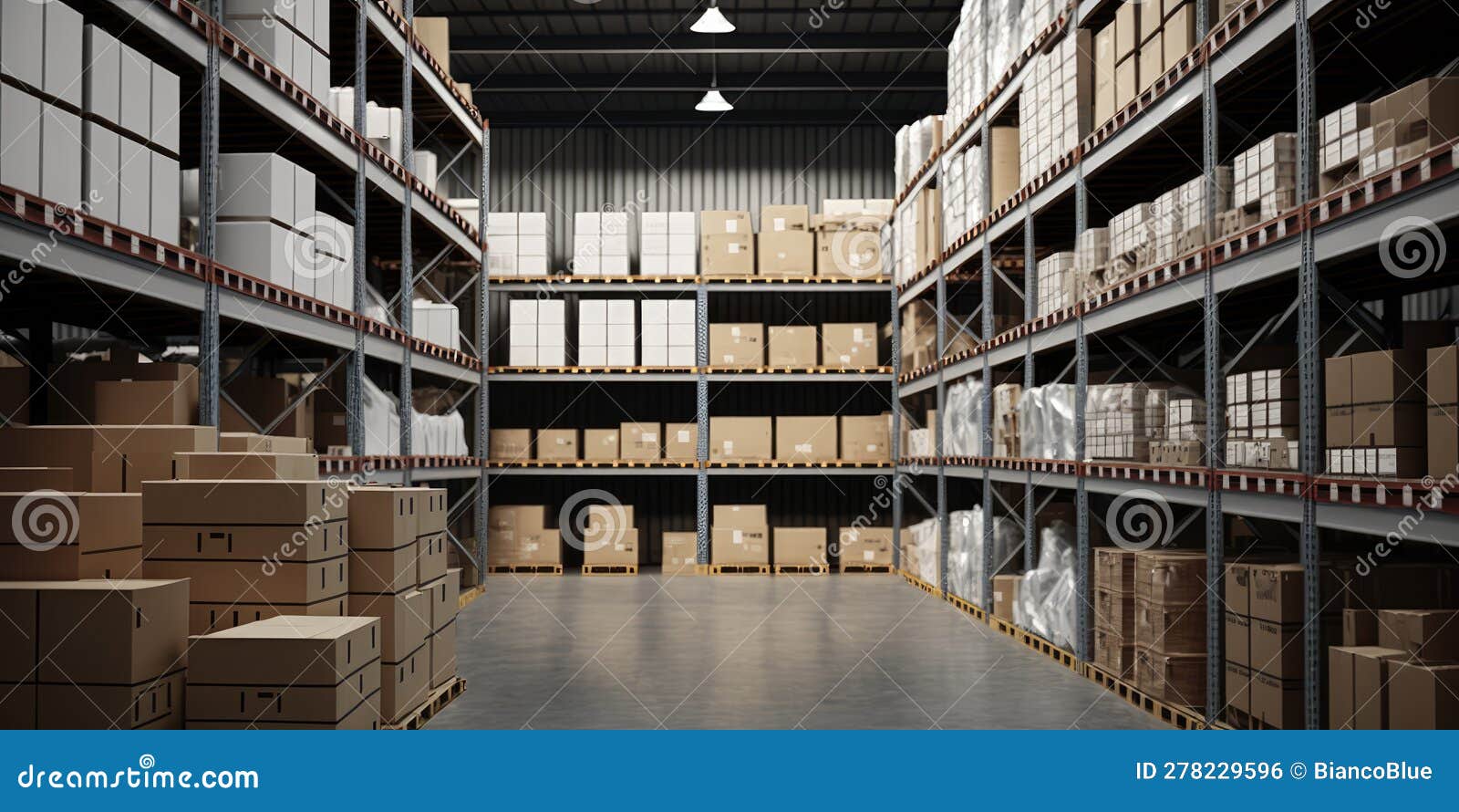 Inside a Large Warehouse for Goods Distribution and Logistics Stock ...