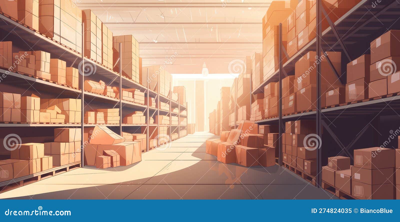 Inside a Large Warehouse for Goods Distribution and Logistics Stock ...