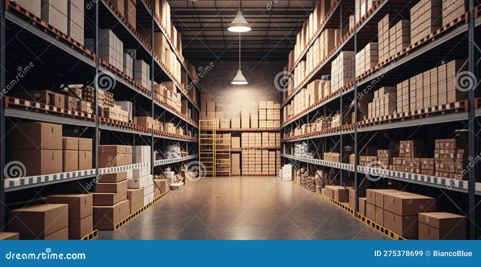 Inside a Large Warehouse for Goods Distribution and Logistics Stock ...