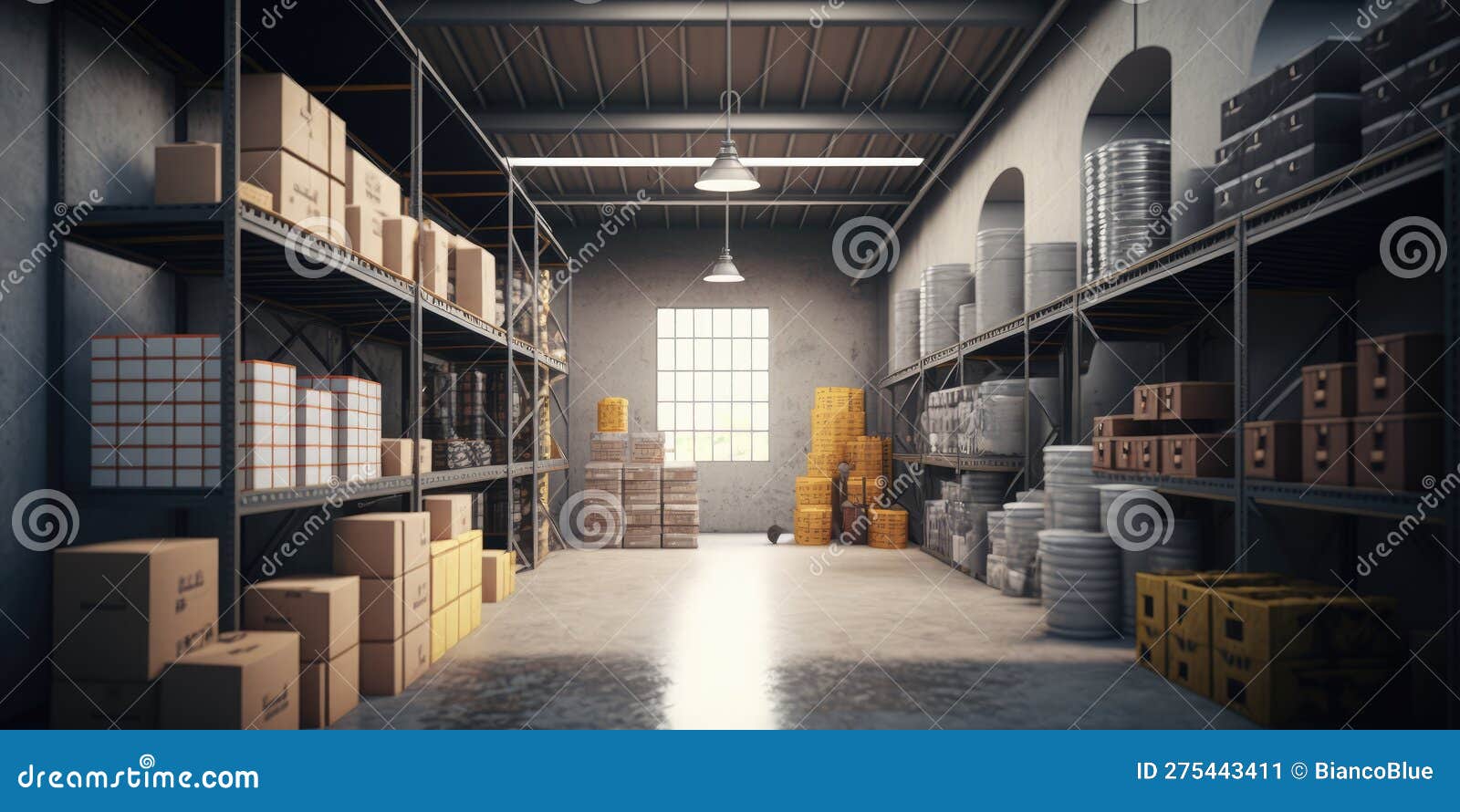 Inside a Large Warehouse for Goods Distribution and Logistics Stock ...