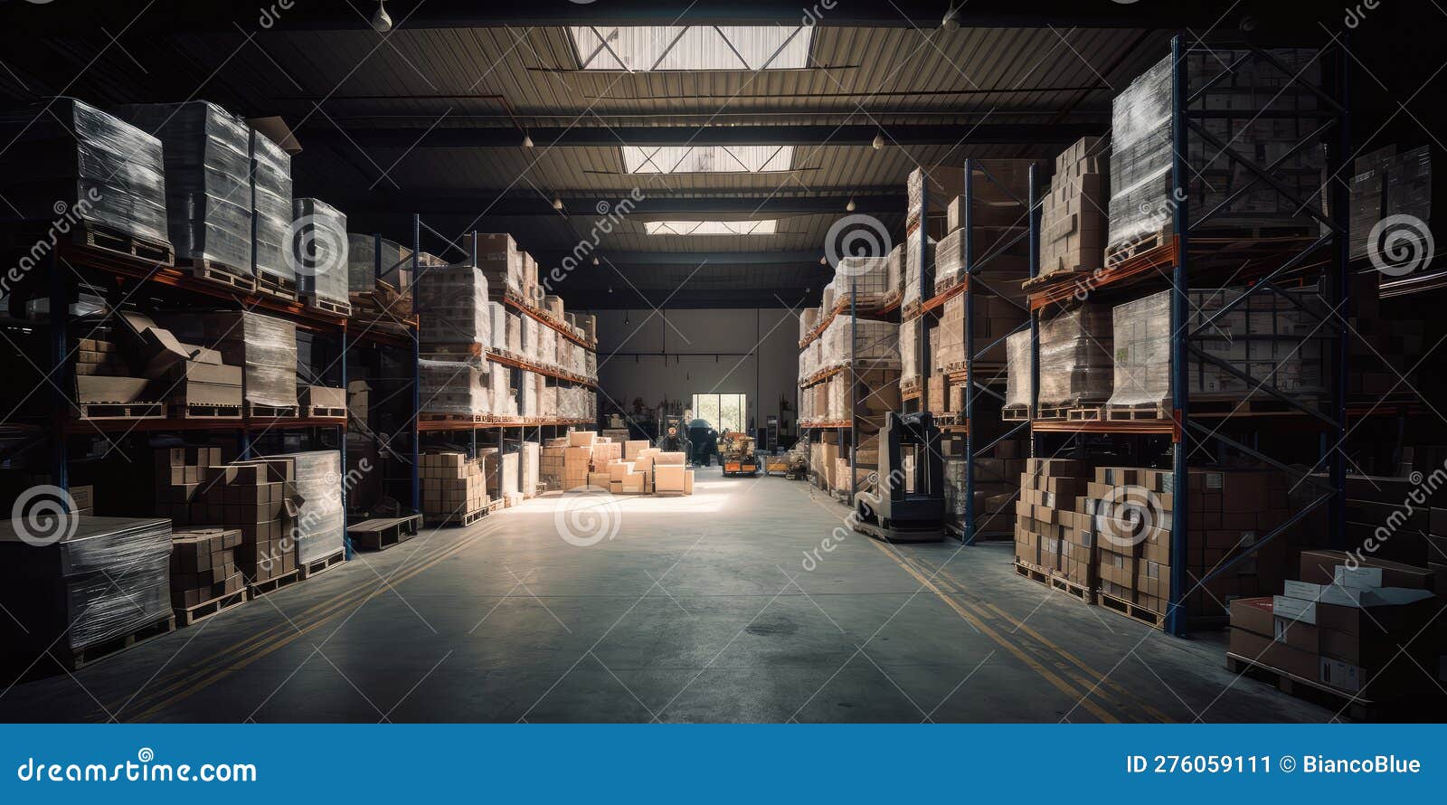 Inside a Large Warehouse for Goods Distribution and Logistics Stock ...
