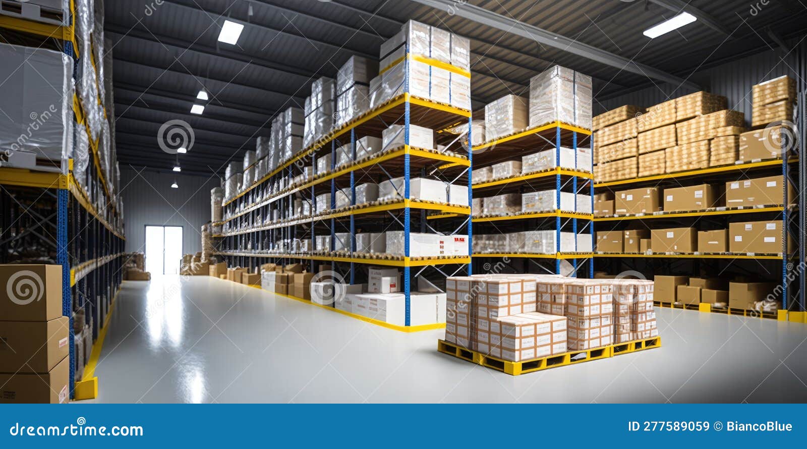Inside a Large Warehouse for Goods Distribution and Logistics Stock ...