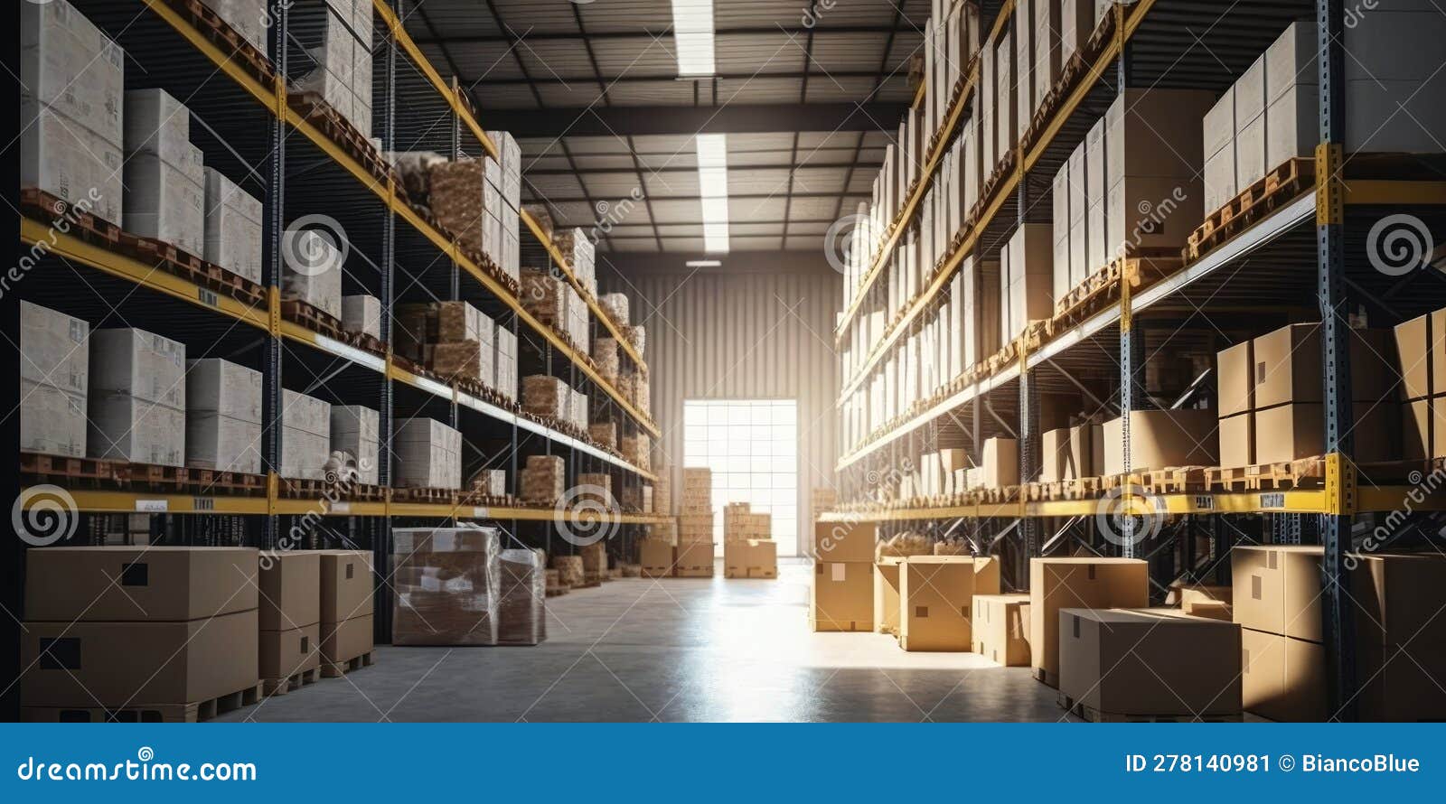 Inside a Large Warehouse for Goods Distribution and Logistics Stock ...