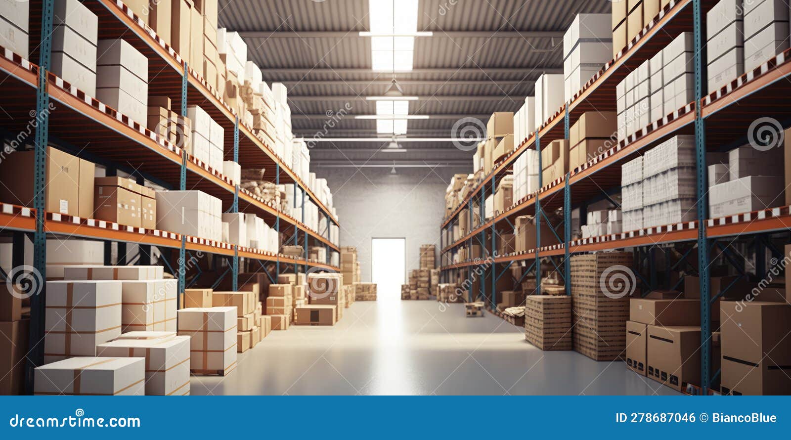 Inside a Large Warehouse for Goods Distribution and Logistics Stock ...