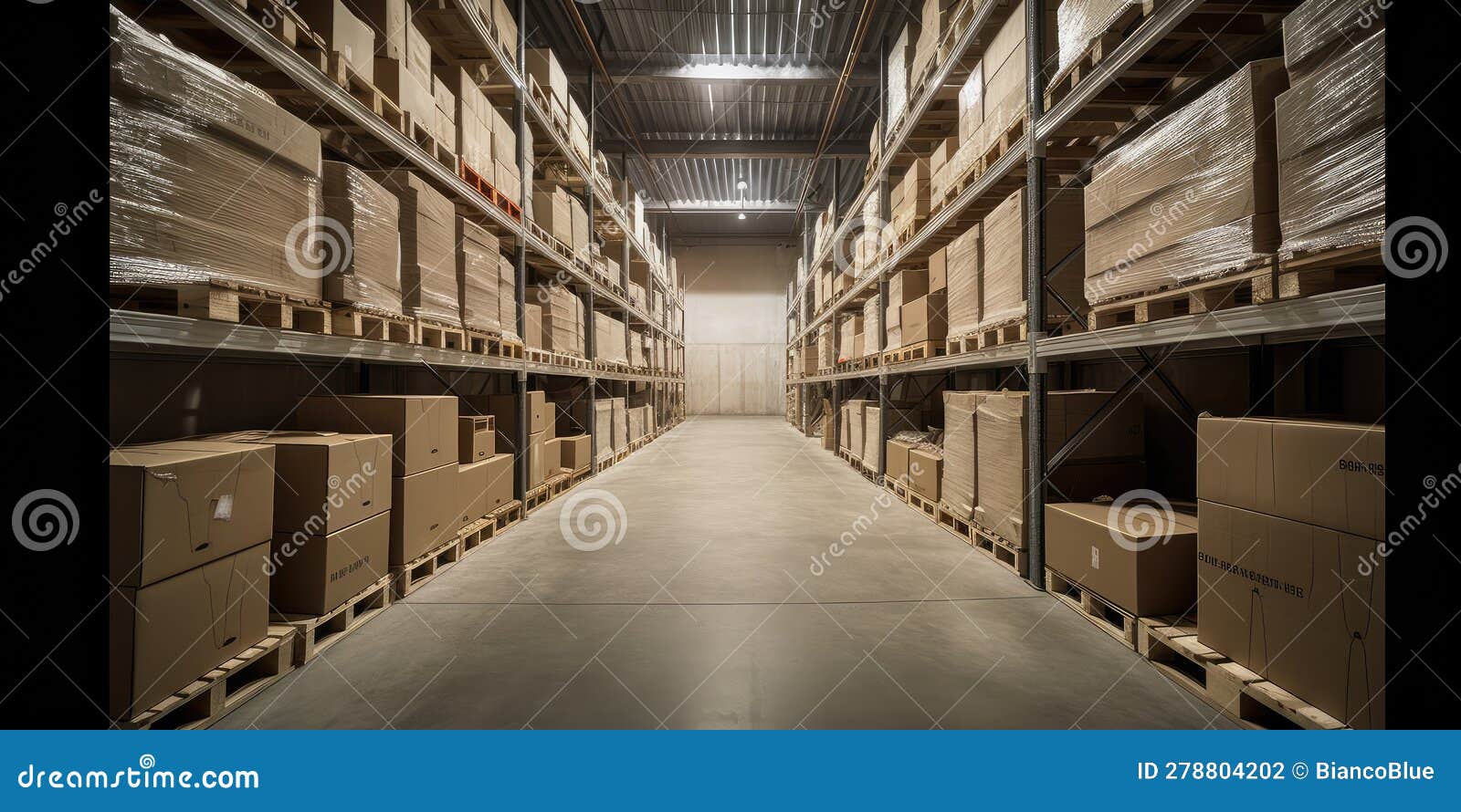 Inside a Large Warehouse for Goods Distribution and Logistics Stock ...