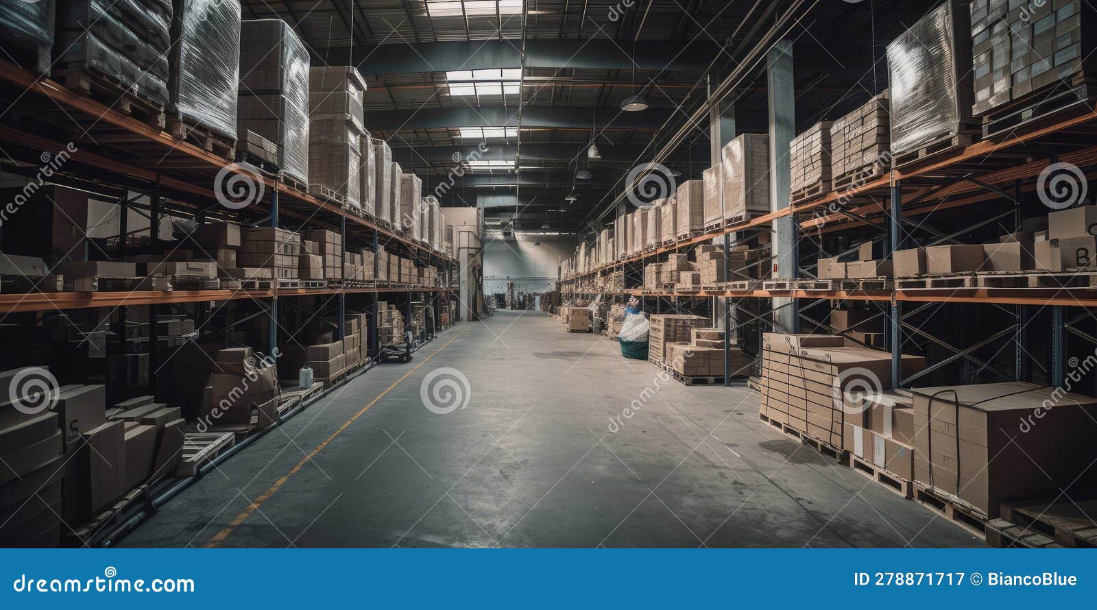 Inside a Large Warehouse for Goods Distribution and Logistics Stock ...