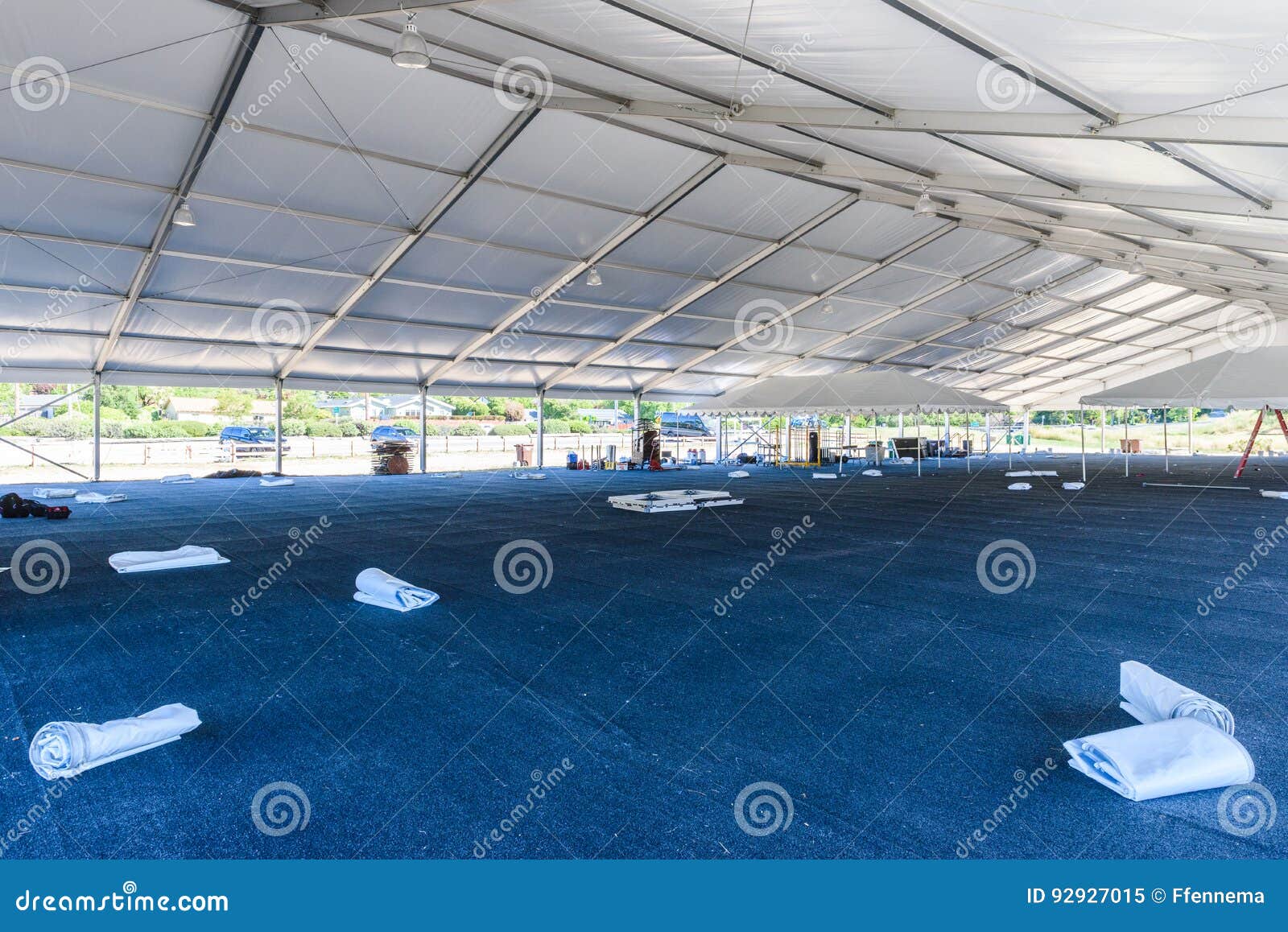 Inside Large White Tent for Entertaining in Field Stock Image - Image ...