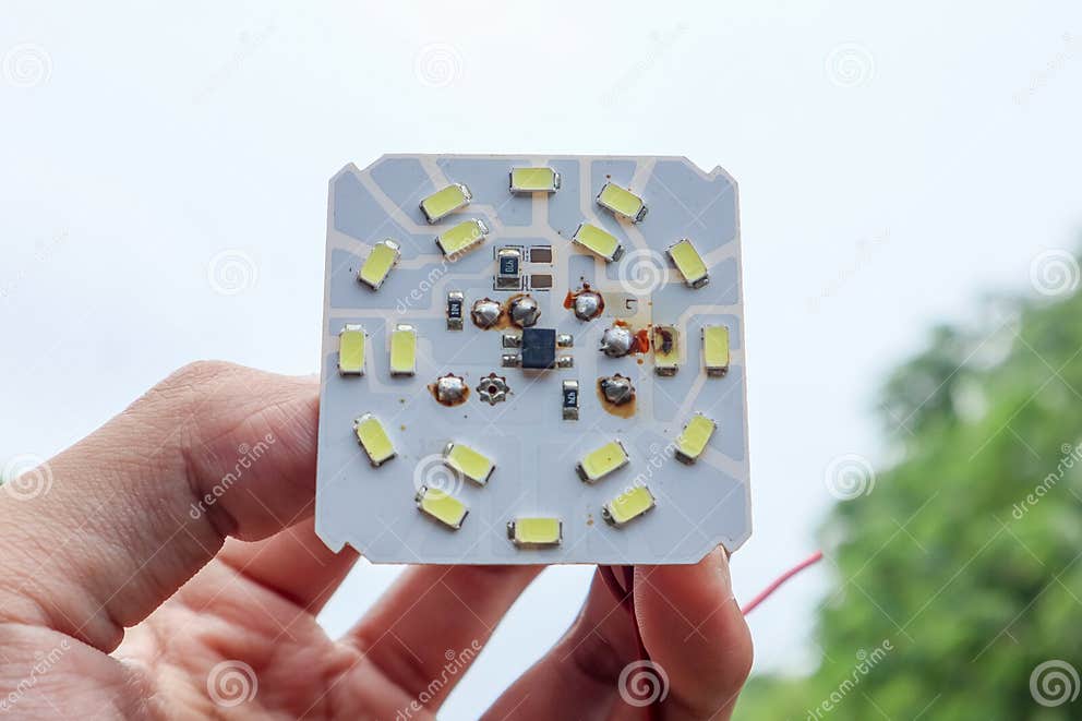 The Inside of the Led House Light Components. LED Lamp PCB. Circuit ...