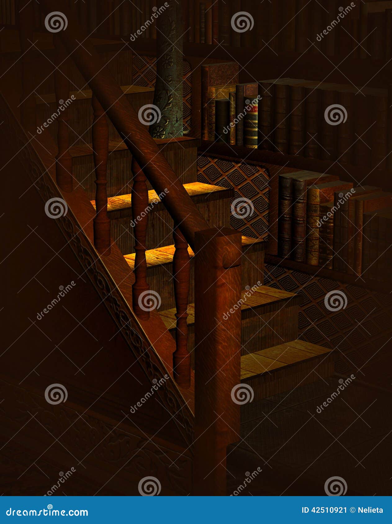 Inside the library stock illustration. Illustration of novel - 42510921