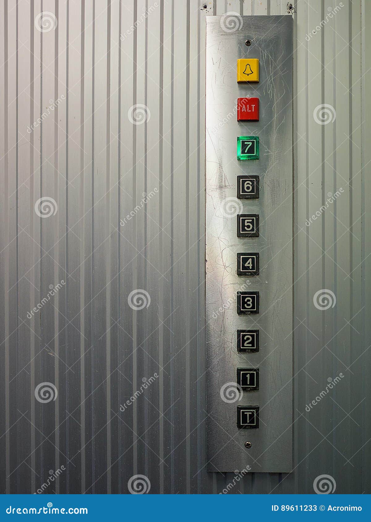 Inside a lift stock image. Image of numbers, lift, metallic - 89611233
