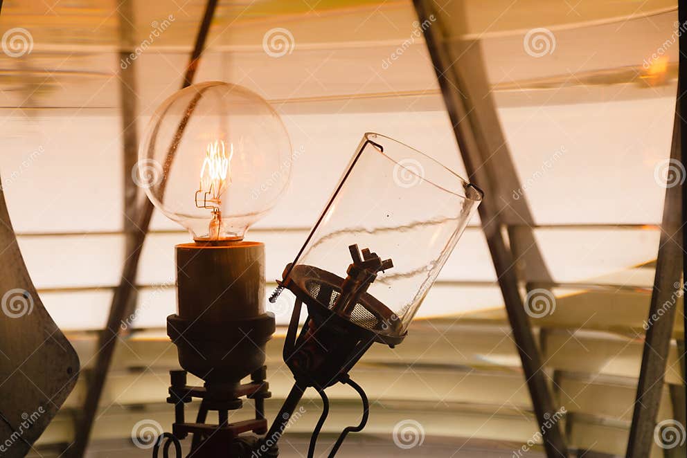 Inside of a Lighthouse Showing the Light Bulb Interior. Stock Photo ...