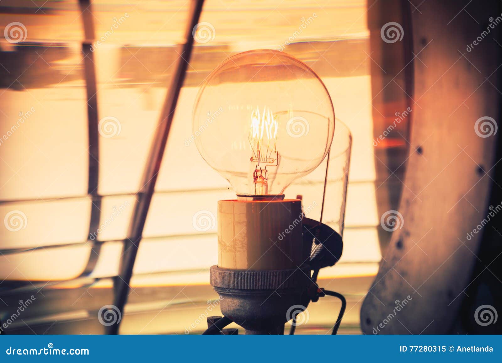 Inside of a Lighthouse Showing the Light Bulb Interior. Stock Image ...
