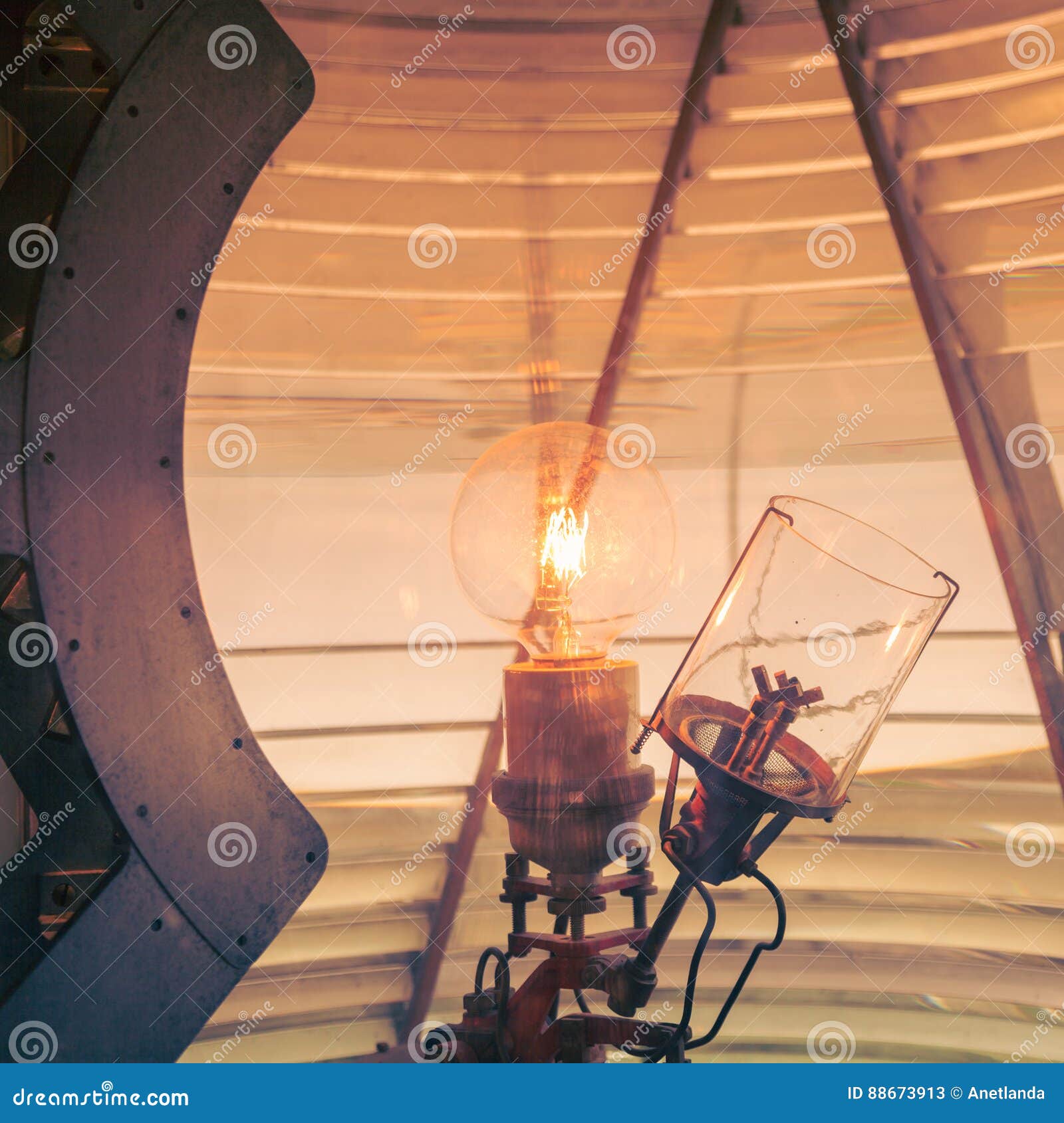 Inside of a Lighthouse Showing the Light Bulb Interior. Stock Image ...