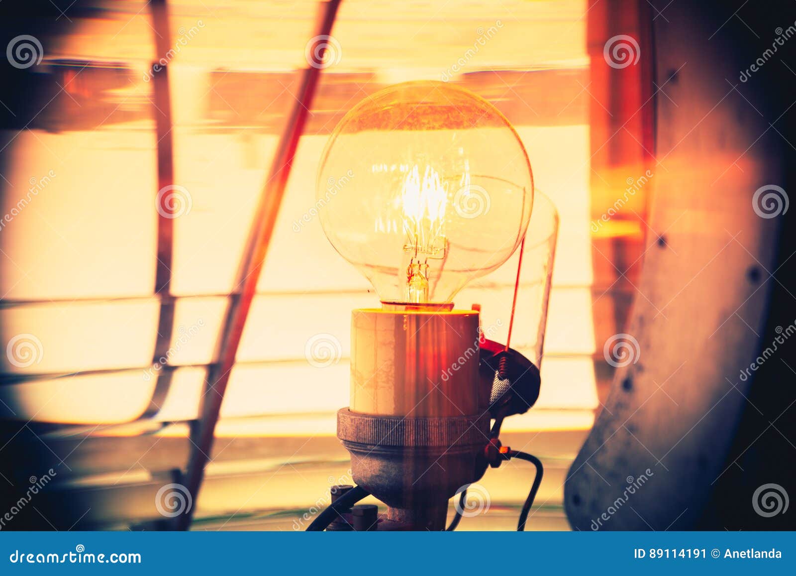 Inside of a Lighthouse Showing the Light Bulb Interior. Stock Image ...