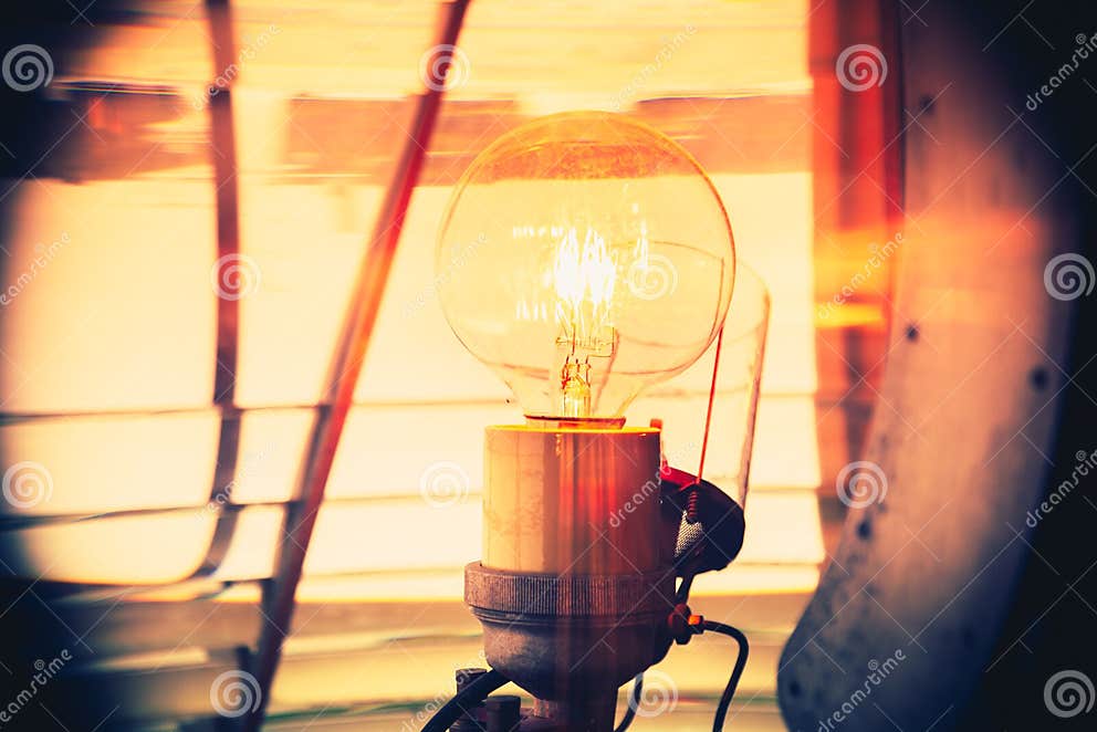 Inside of a Lighthouse Showing the Light Bulb Interior. Stock Image ...