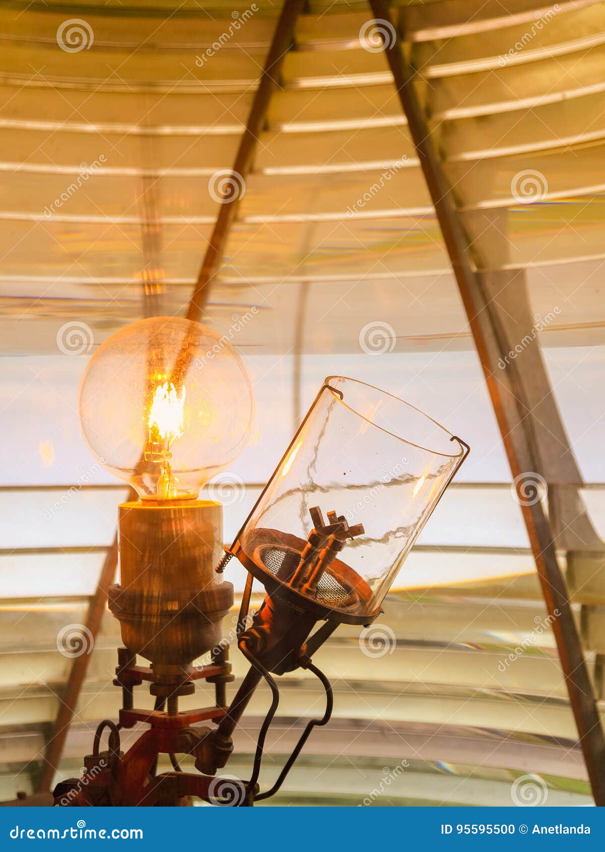 Inside of a Lighthouse Showing the Light Bulb Interior. Stock Photo ...