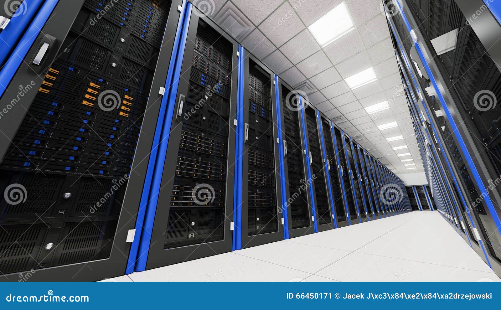 Inside the Long Server Room Tunnel Stock Illustration - Illustration of ...