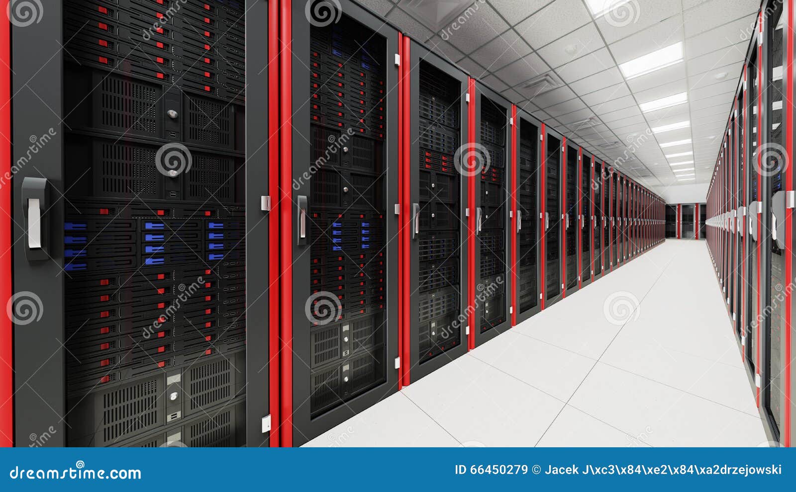 Inside the Long Server Room Tunnel Stock Illustration - Illustration of ...