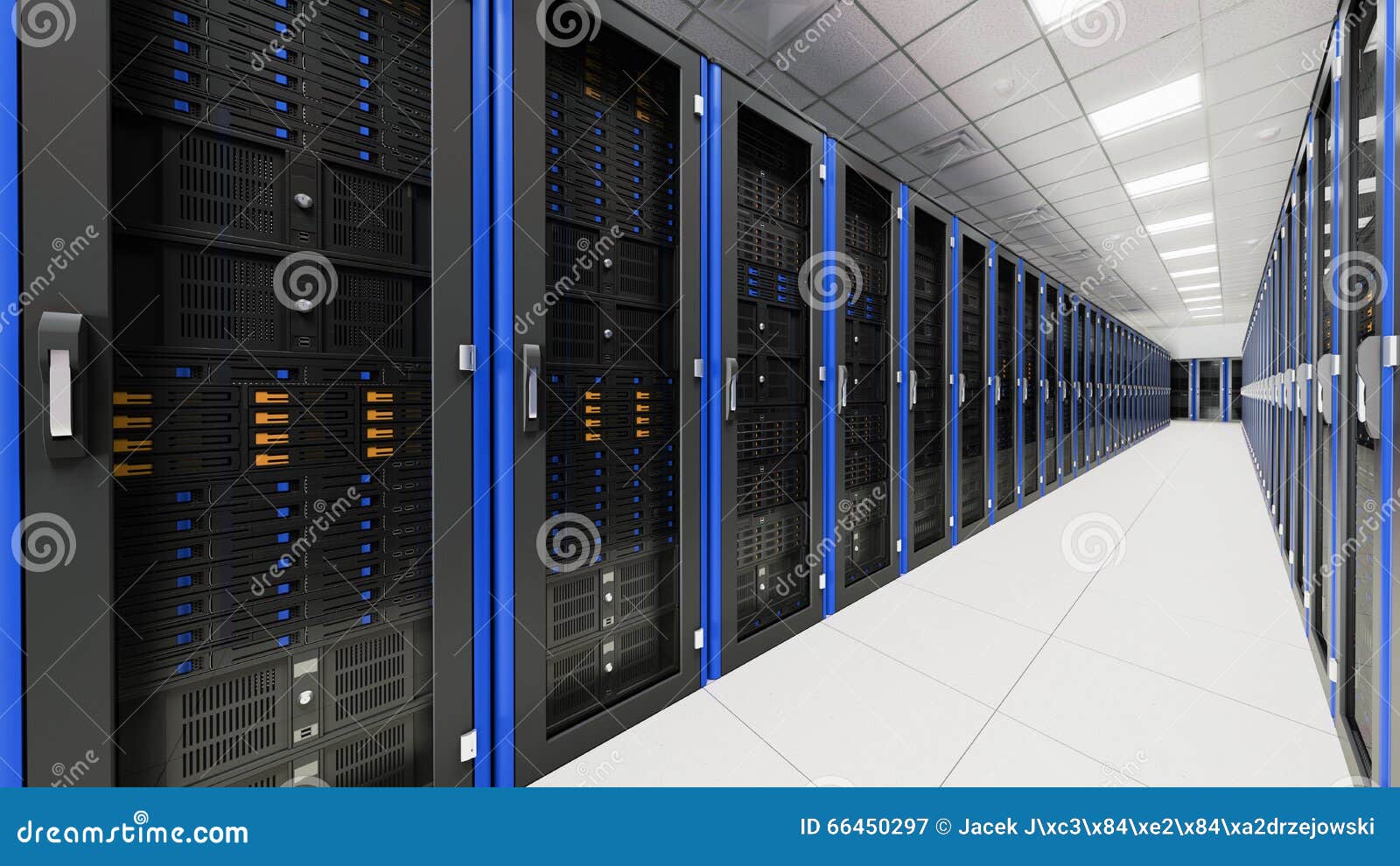 Inside the Long Server Room Tunnel Stock Illustration - Illustration of ...