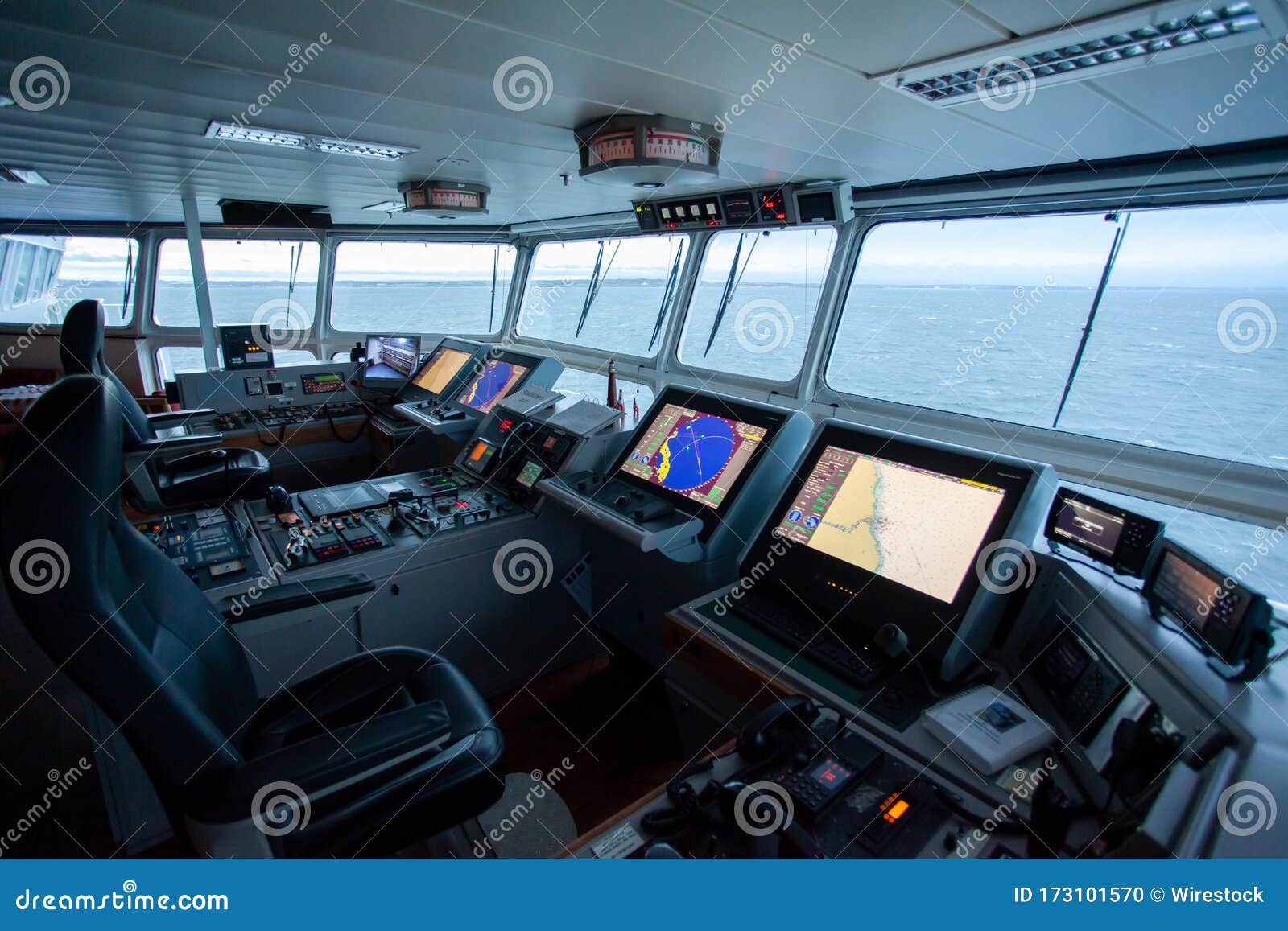 Inside Look of the Control Centre of a Superyacht on the Sea Stock ...