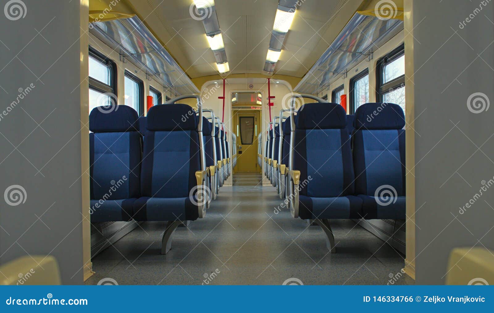 Inside Look at Modern Empty Train Wagon Stock Photo - Image of ...
