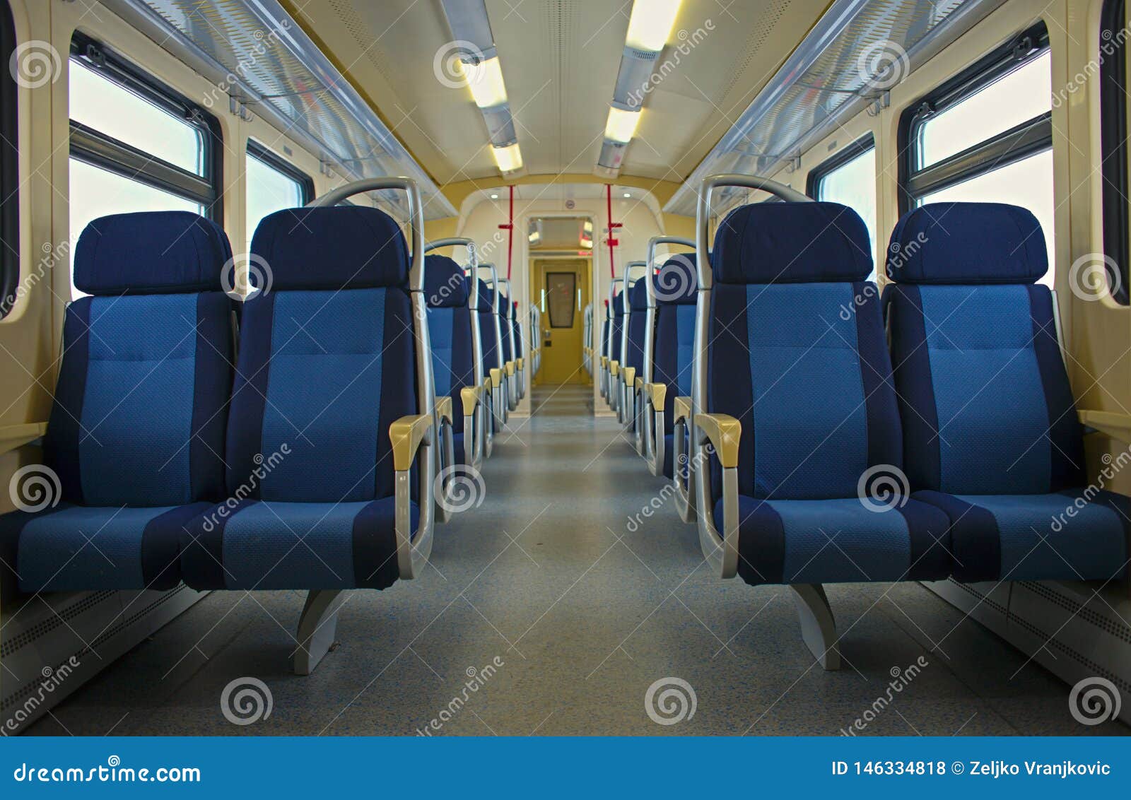 Inside Look at Modern Empty Train Wagon Stock Photo - Image of indoor ...