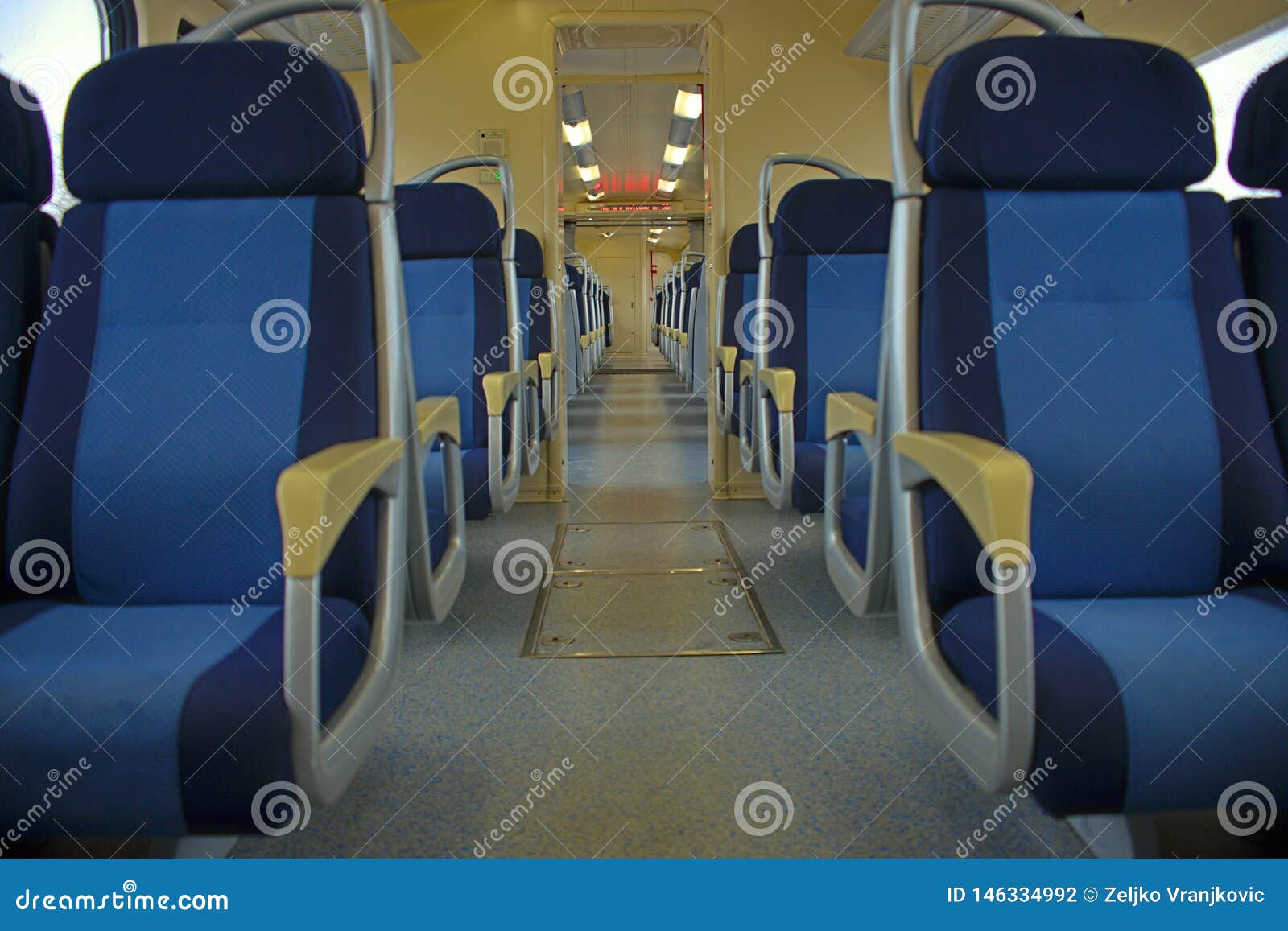 Inside Look at Modern Empty Train Wagon Stock Photo - Image of seats ...
