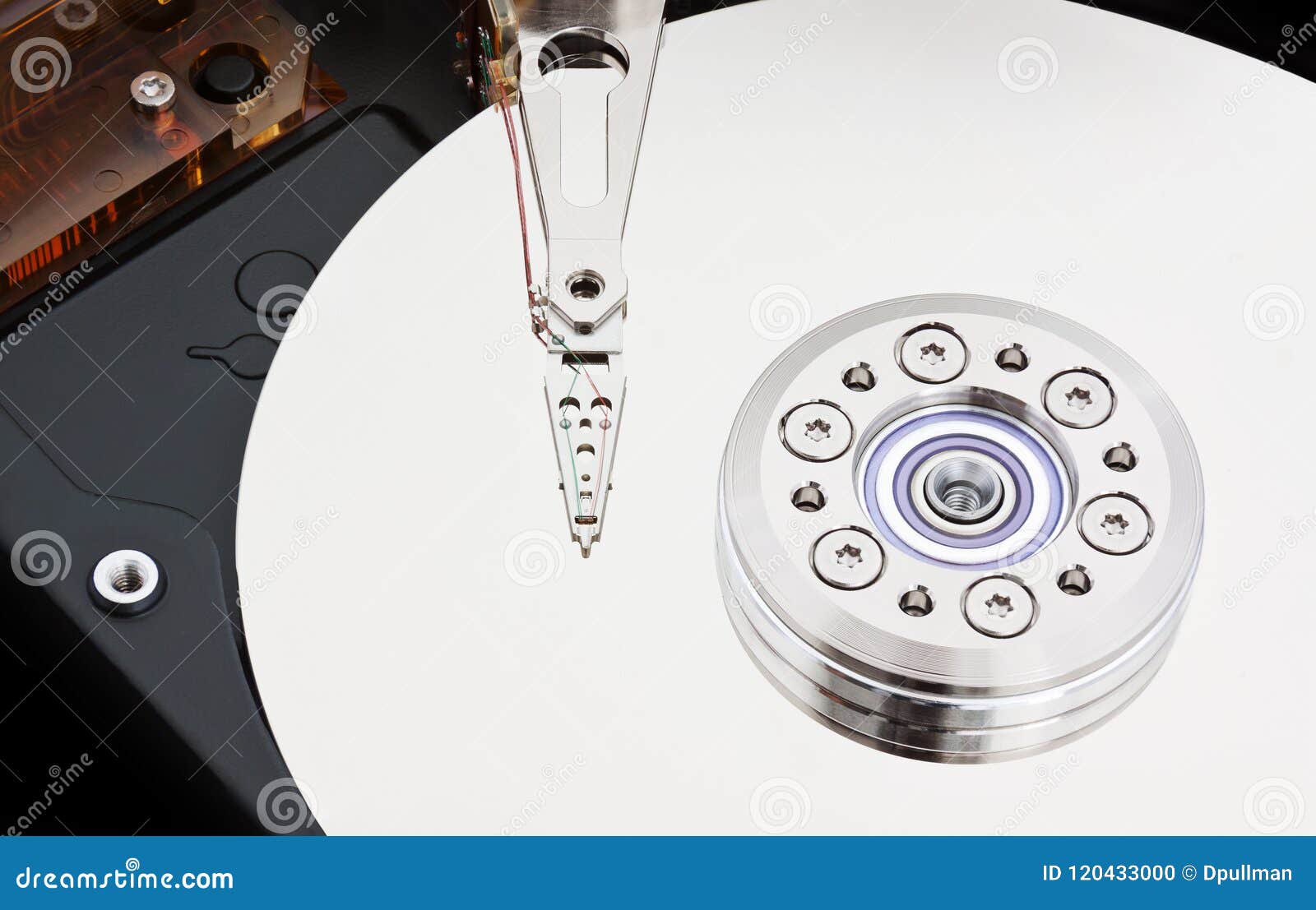 Inside a Magnetic Hard Drive Close Up Stock Photo - Image of electronic ...