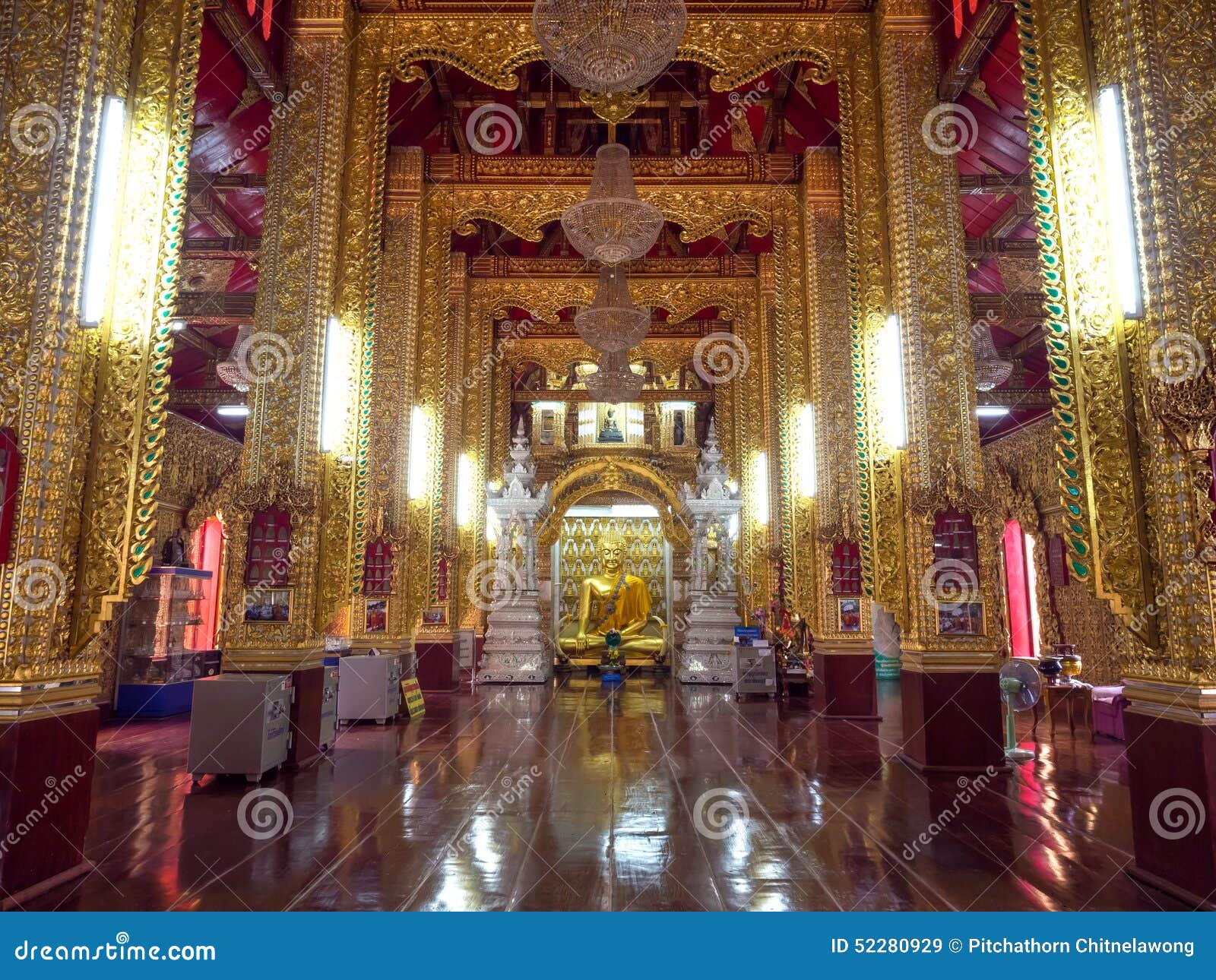 Inside Main Church of Thai Temple Stock Image - Image of travel, buddha ...
