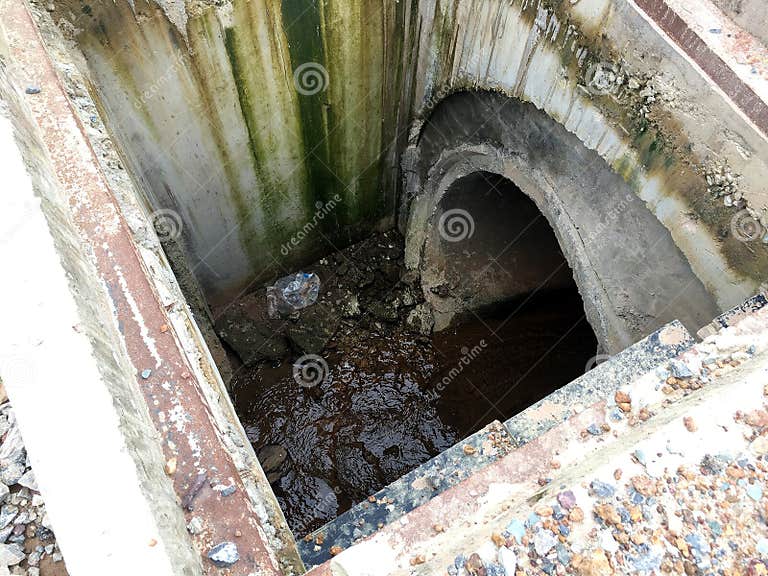 Inside of manhole stock image. Image of clogged, filthy - 77430643