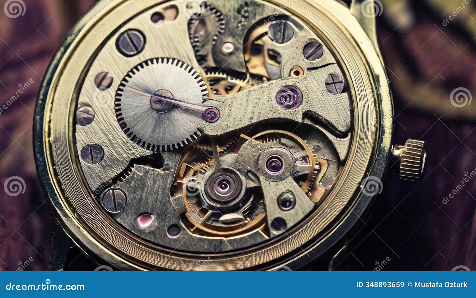 Inside Mechanism, Clockwork With Working Gears. Royalty-Free Stock ...
