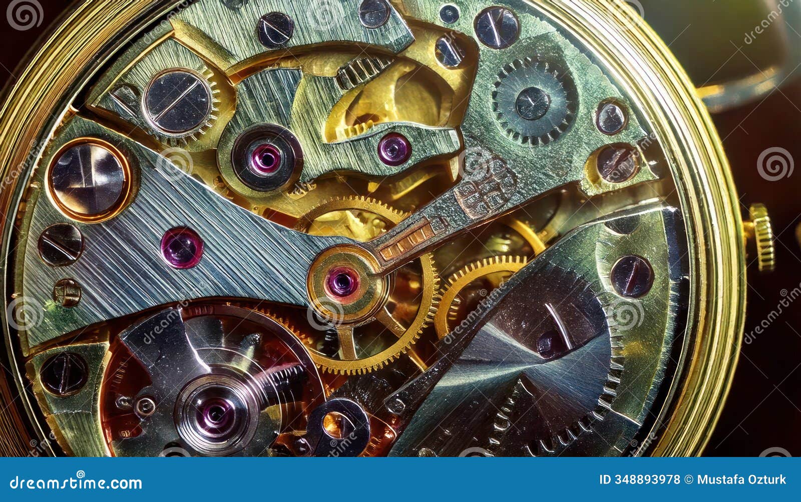 Inside Mechanism, Clockwork with Working Gears. Close-up, Detailed ...