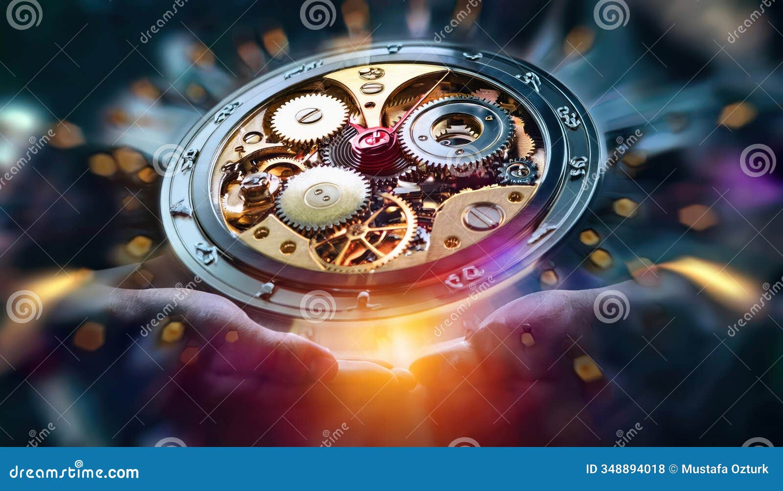 Inside Mechanism, Clockwork with Working Gears. Close-up, Detailed ...