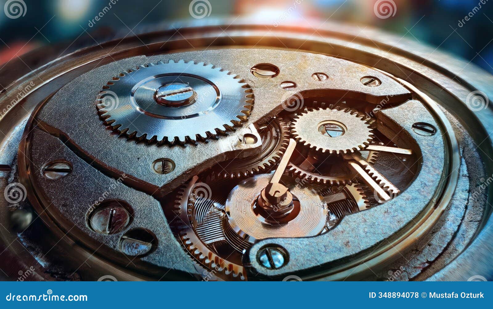 Inside Mechanism, Clockwork with Working Gears. Close-up, Detailed ...