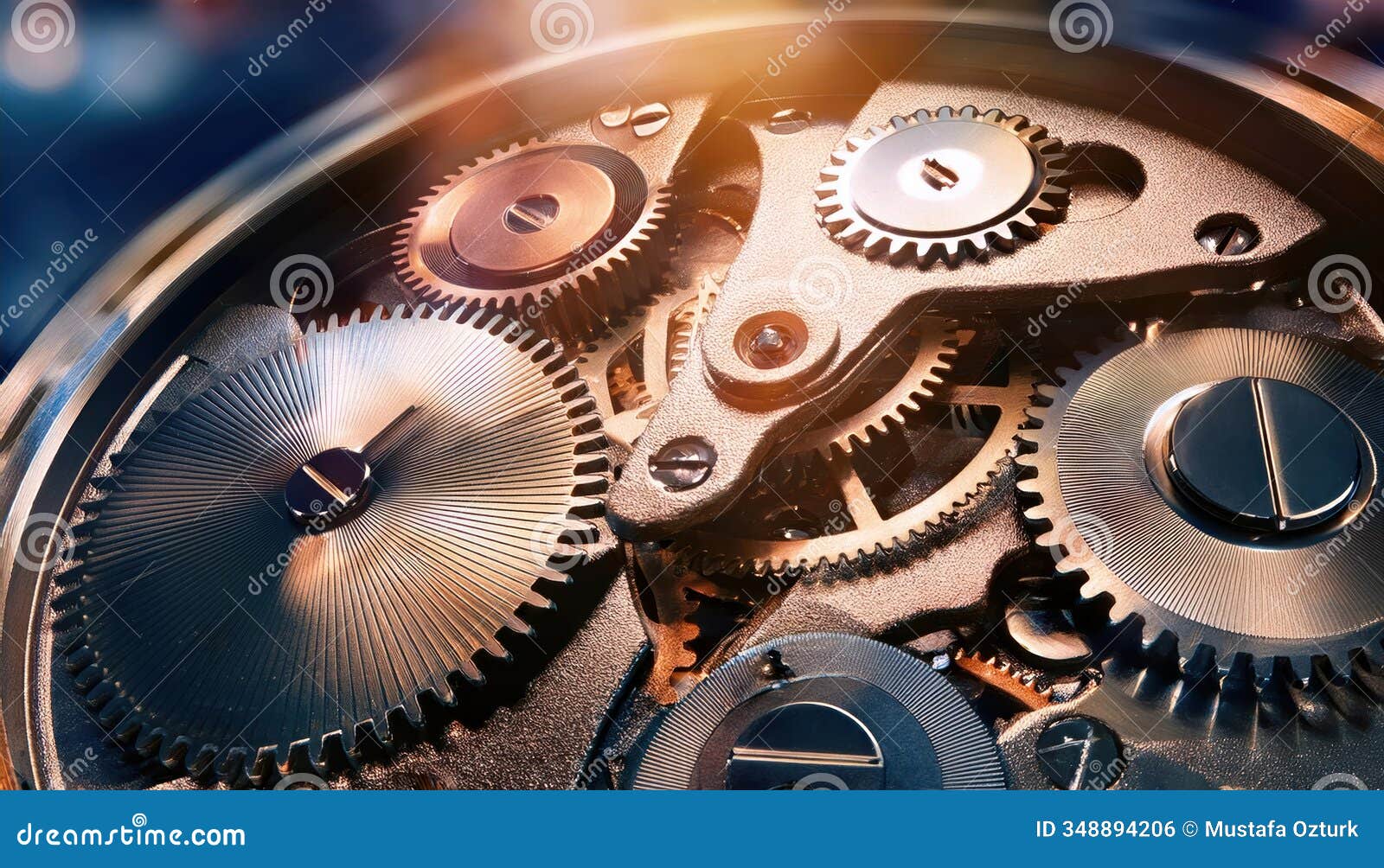 Inside Mechanism, Clockwork With Working Gears. Royalty-Free Stock ...
