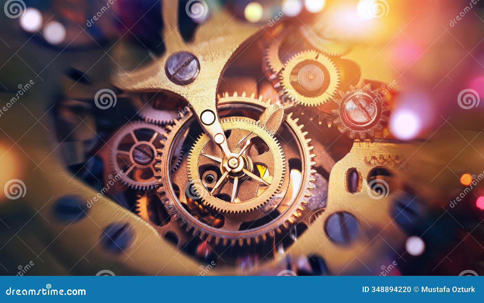 Inside Mechanism, Clockwork with Working Gears. Close-up, Detailed ...