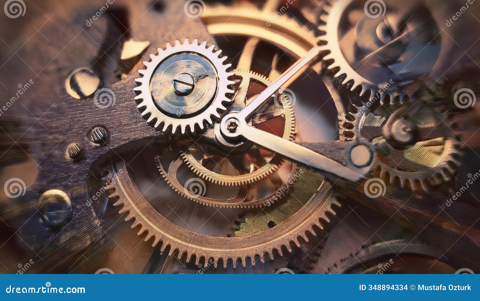 Inside Mechanism, Clockwork with Working Gears. Close-up, Detailed ...