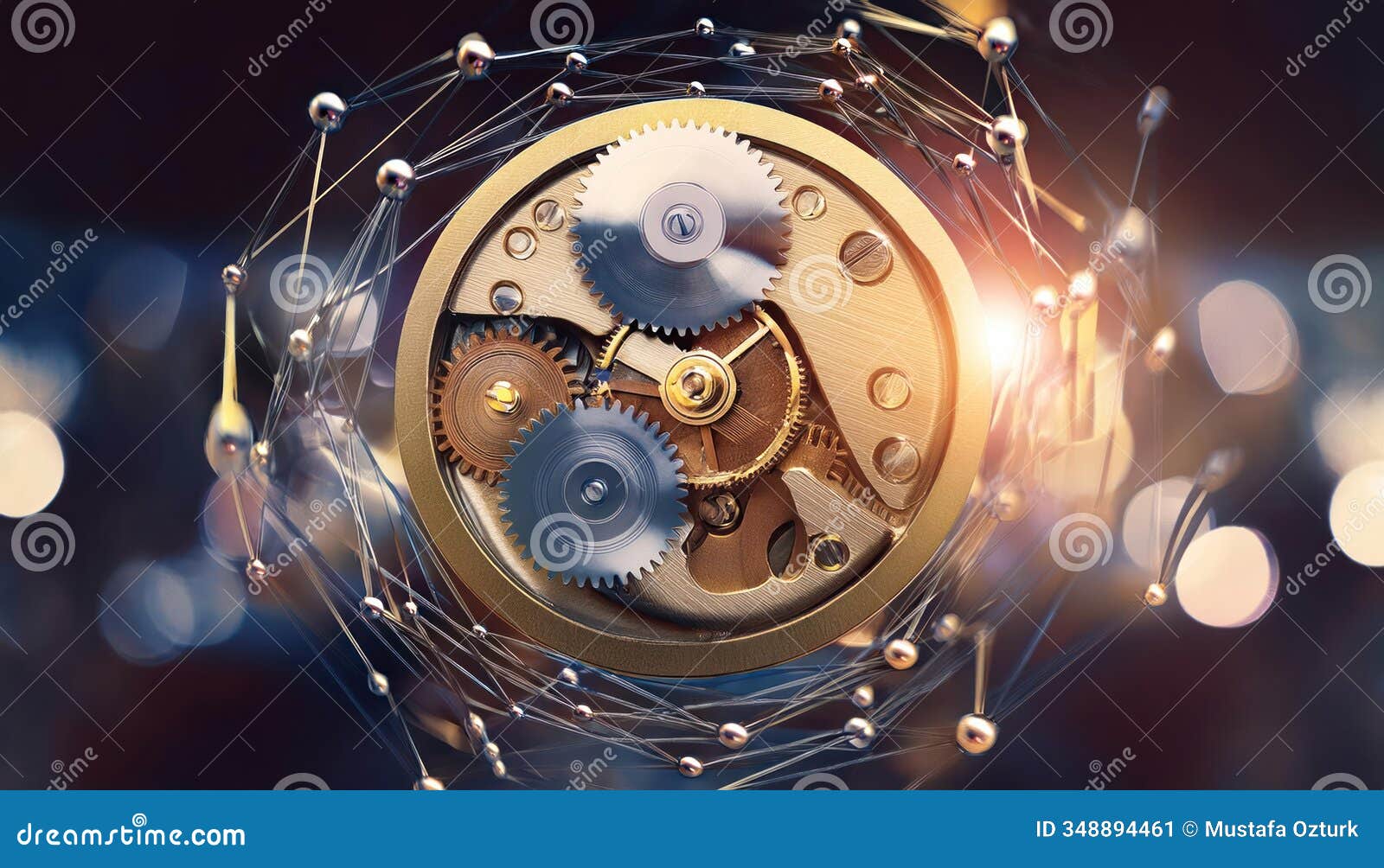 Inside Mechanism, Clockwork with Working Gears. Close-up, Detailed ...