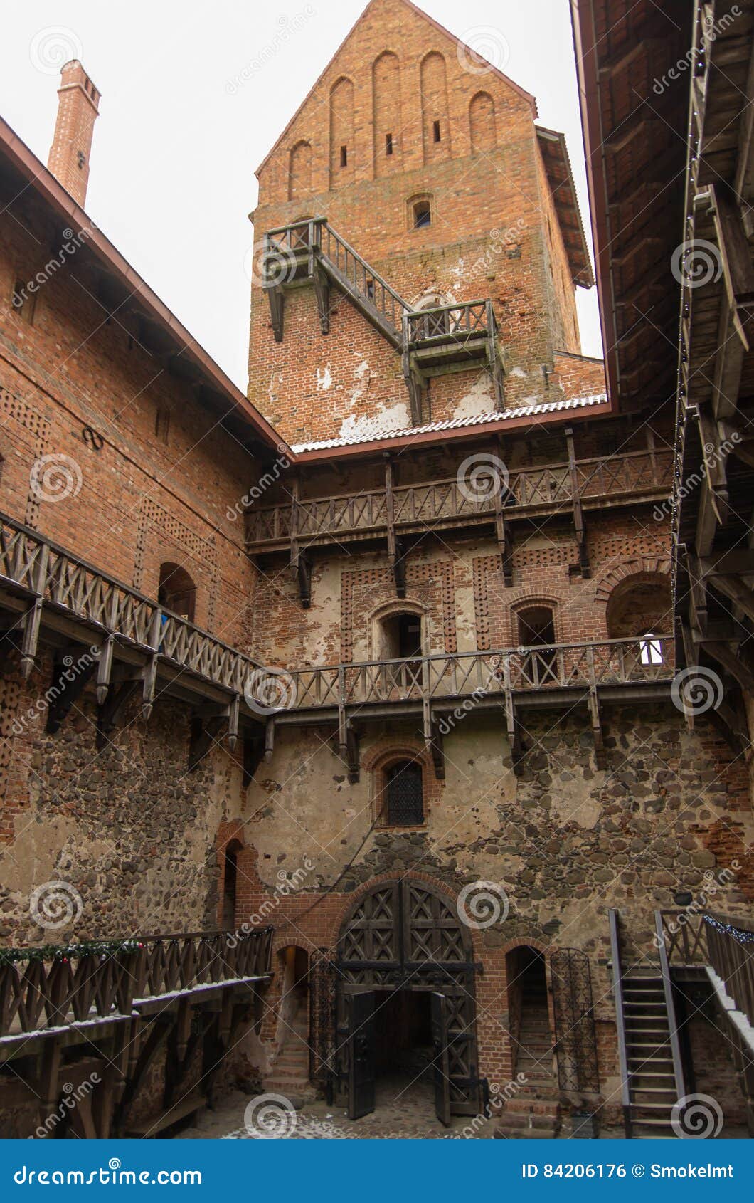 Inside of Medieval Castle in Trakai, Winter Landscape, Vilnius C Stock ...