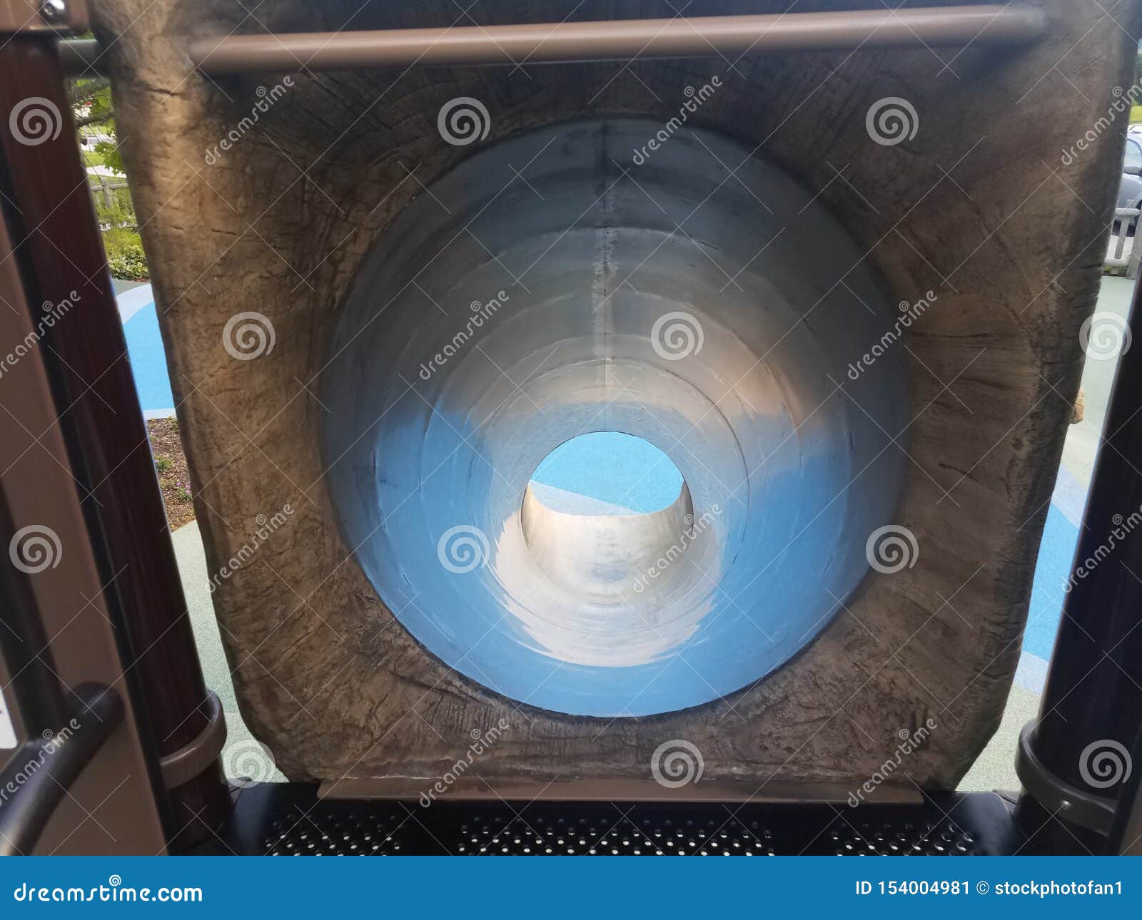 Inside of Metallic Slide or Tube on Playground Stock Image - Image of ...