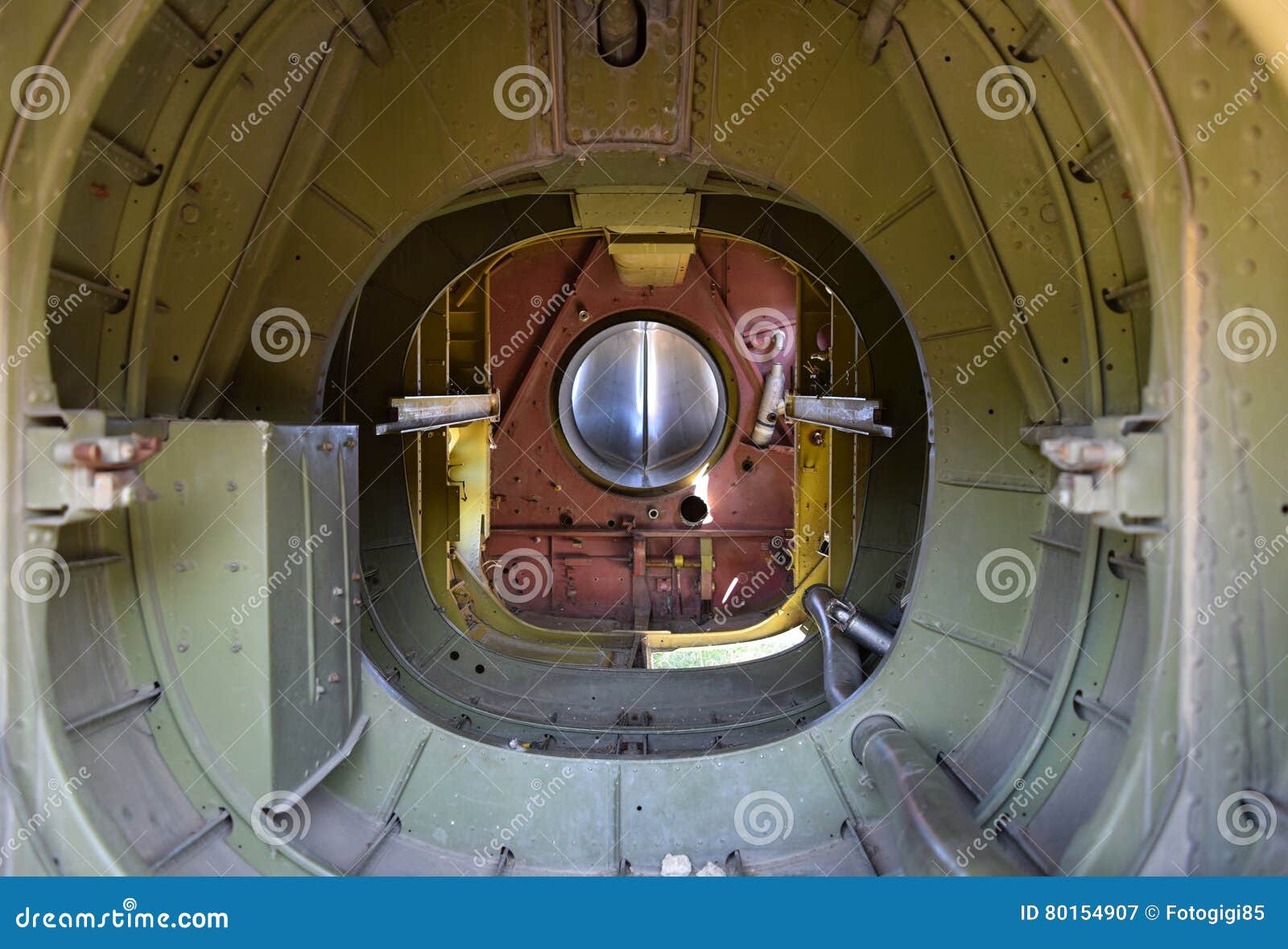 Inside the Military Fighter Aircraft. the Engine Pulled. the Frame ...