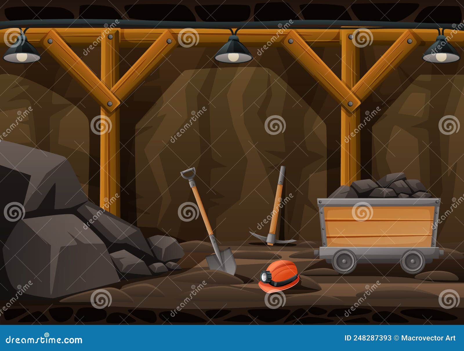 Inside Mine Cartoon Composition Stock Vector - Illustration of energy ...