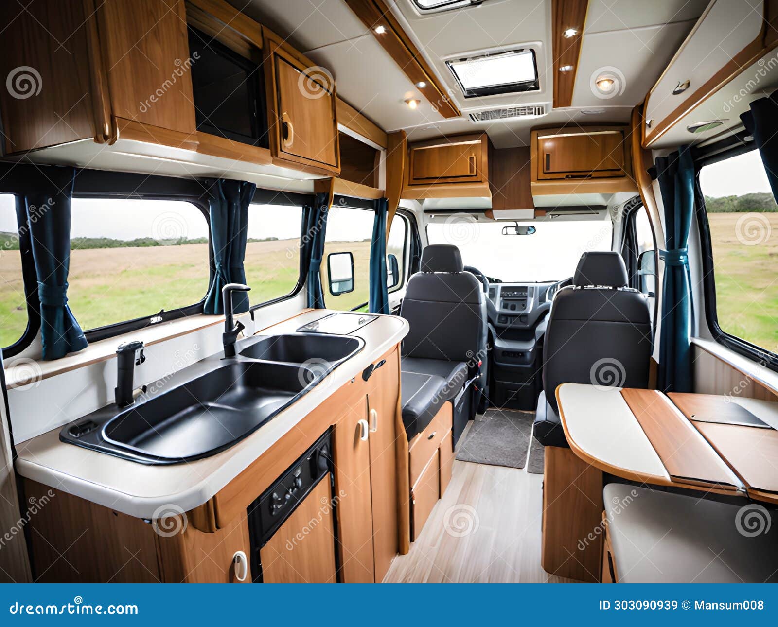 Inside a modern camper van stock illustration. Illustration of camping ...