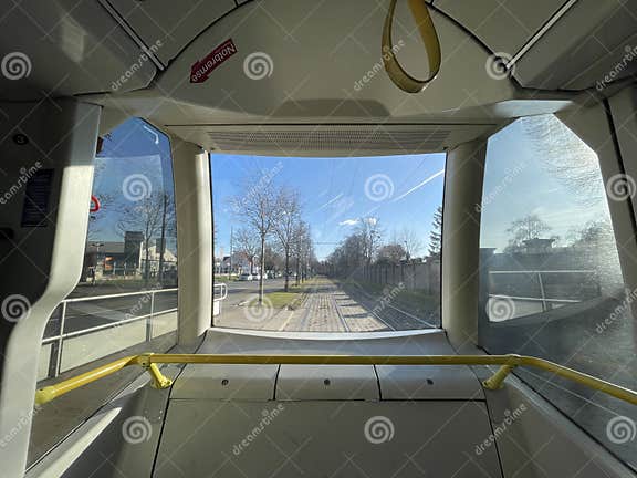 View from a Modern City Tram Window Stock Photo - Image of safety, road ...