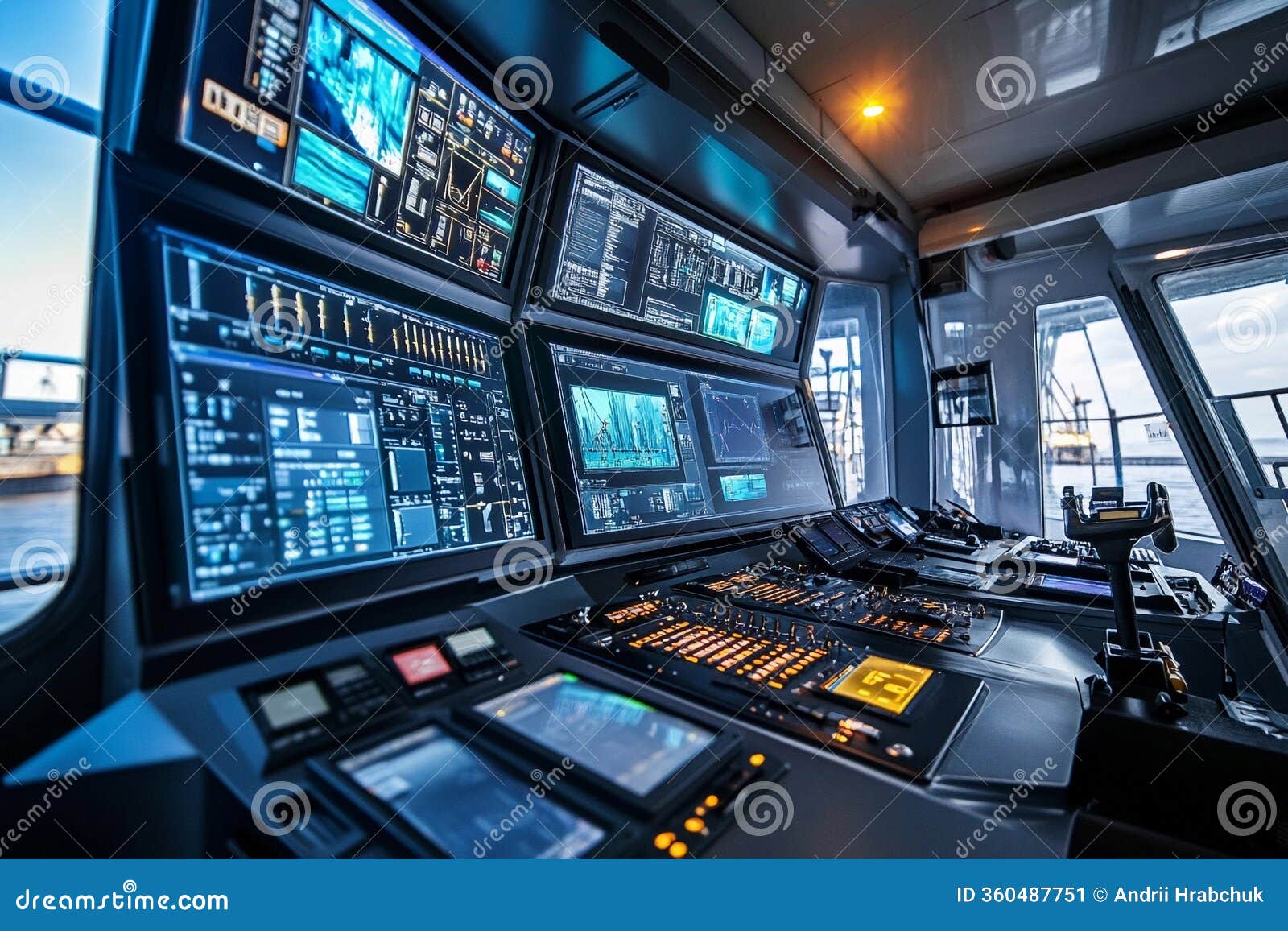 Modern Control Room with Advanced Technology and Multiple Monitors for ...