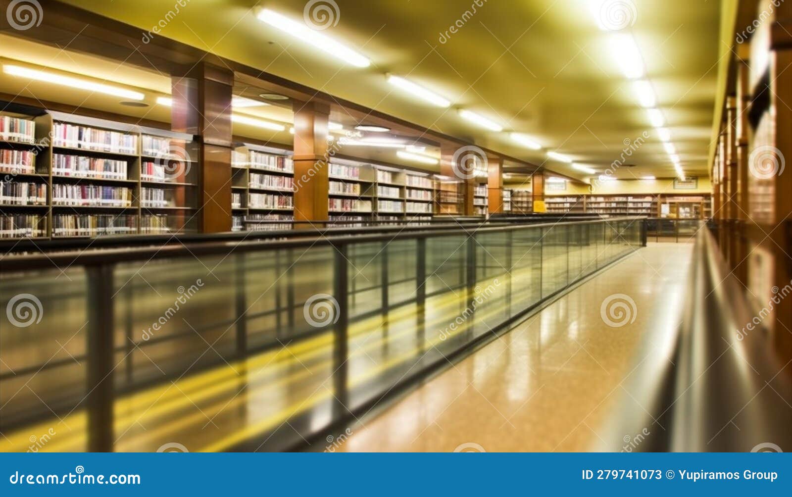 Inside a Modern Library, Rows of Bookshelves Vanish into Perspective ...