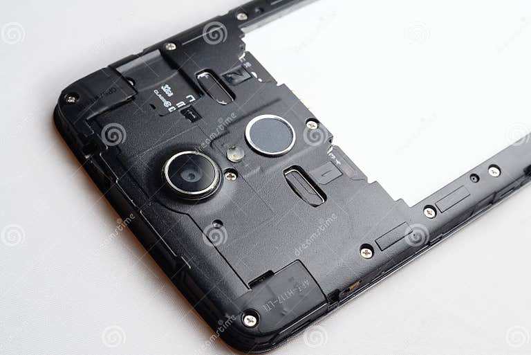 Inside Modern Mobile Phone with Fingerprint Sensor Isolated Stock Photo ...