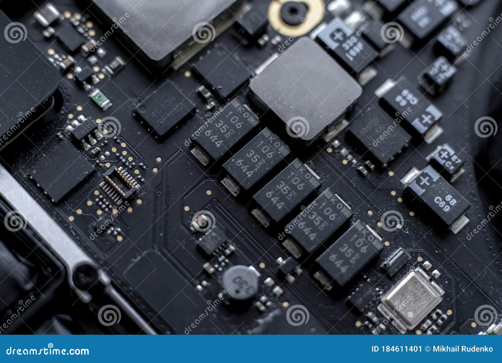 A Inside of the Modern New Computer, a Macro of a Circuit Board ...