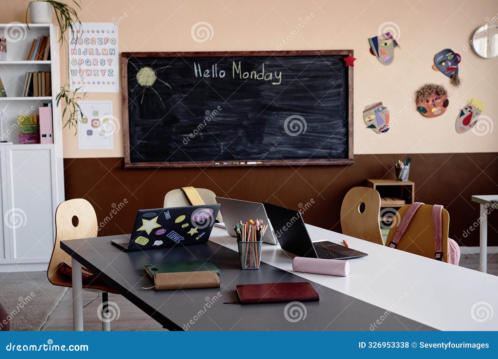 Inside of Modern Study Room with Computers Stock Photo - Image of ...