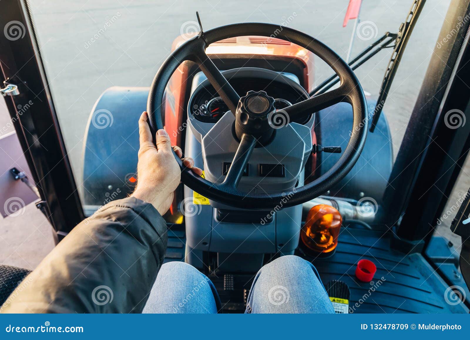 Inside Modern Tractor. Steering Wheel Stock Image - Image of harvest ...